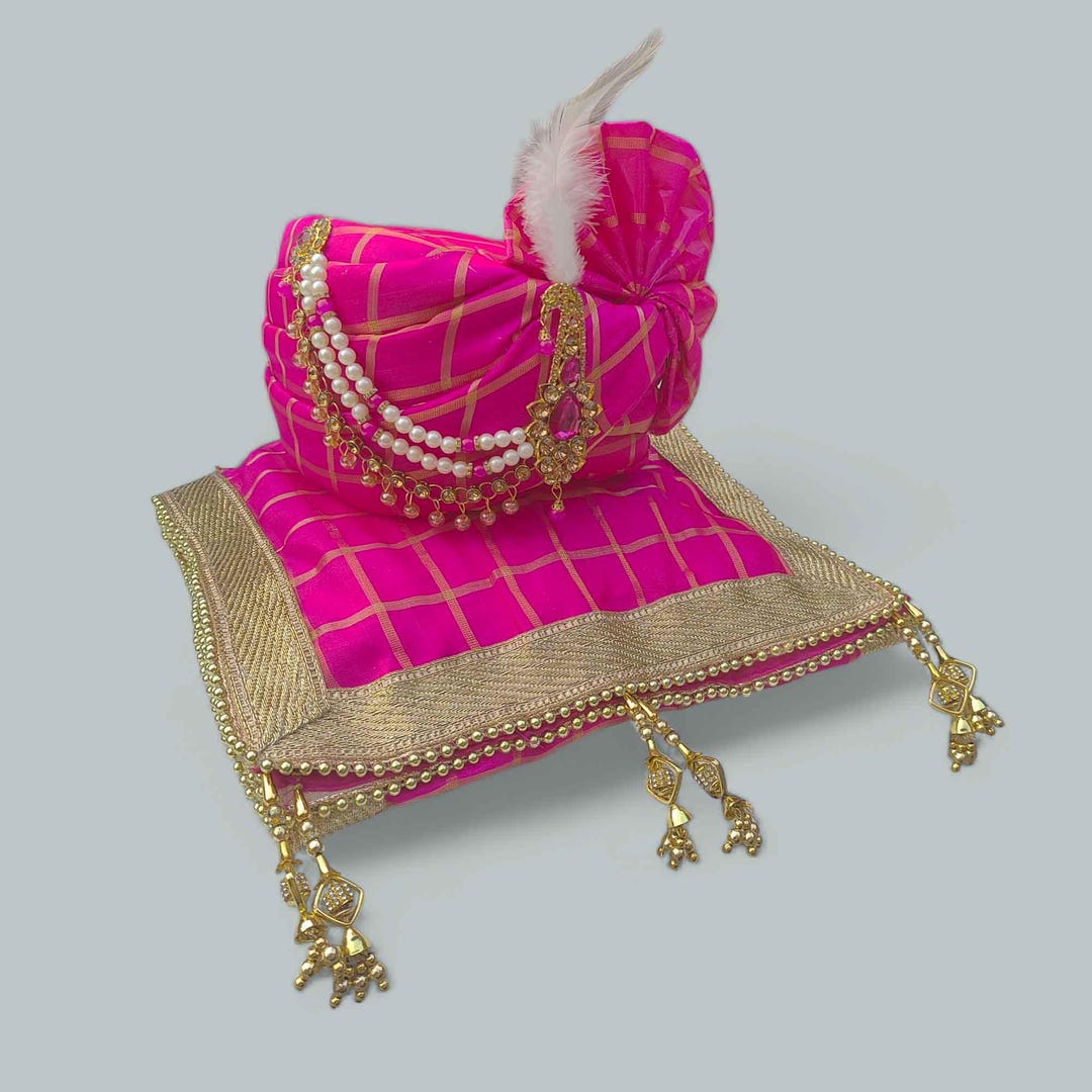Pink Rani Wedding Turban | Safa With Matching Shawl | Royal Wedding ...