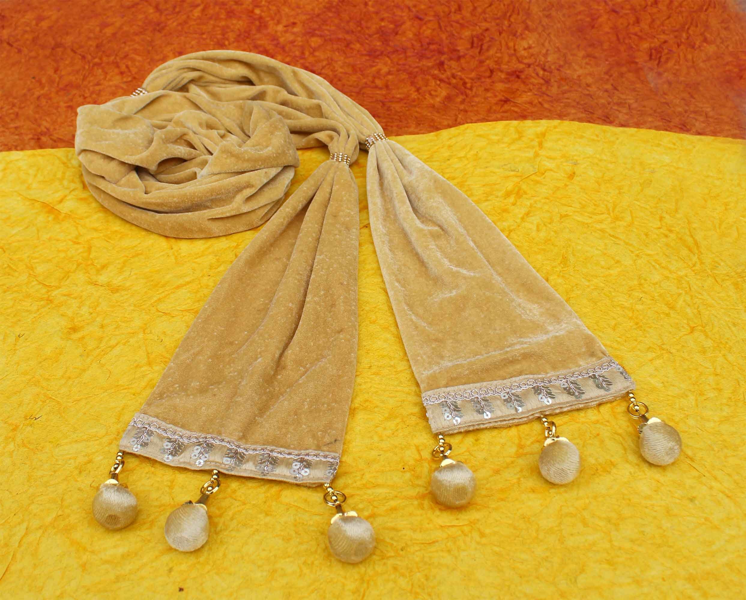 Red Golden Beige Men Stole Men's Sherwani Stole Velvet Handmade Dupatta ...