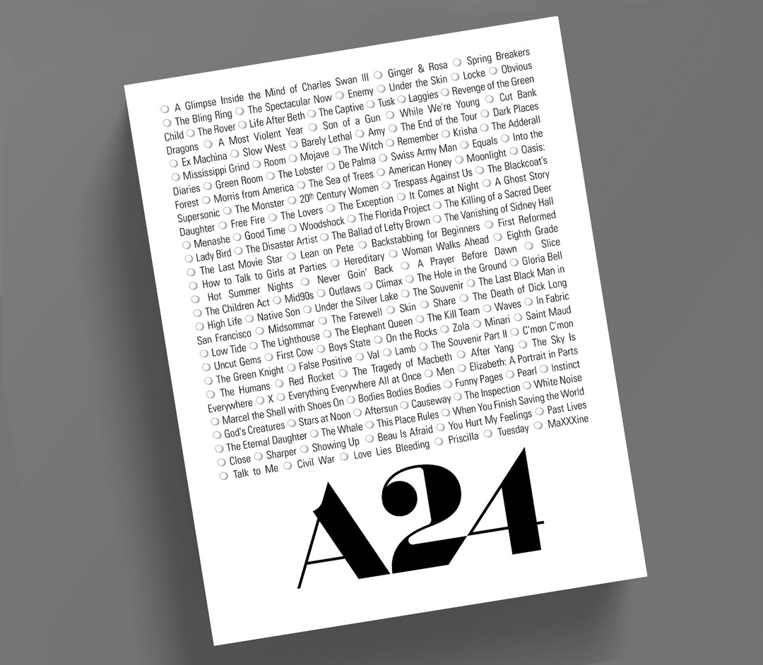 A24 Film / Movie Checklist ... newly Revised Current 2023 - Etsy UK
