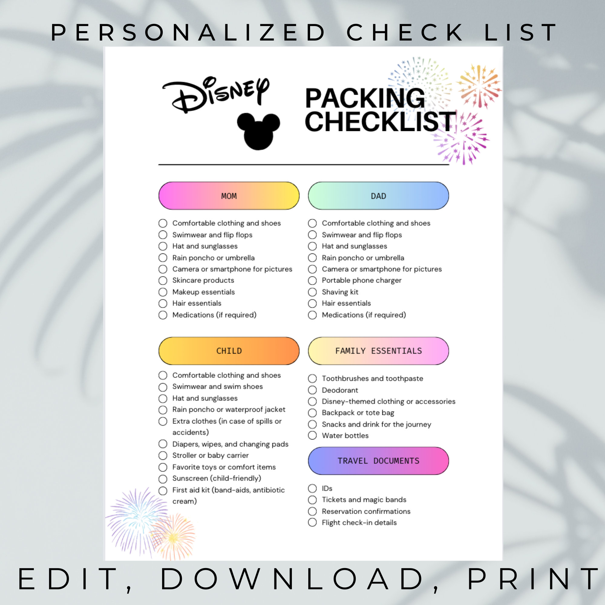 Detailed Packing Checklist Template, Family Trip, Family Travel ...