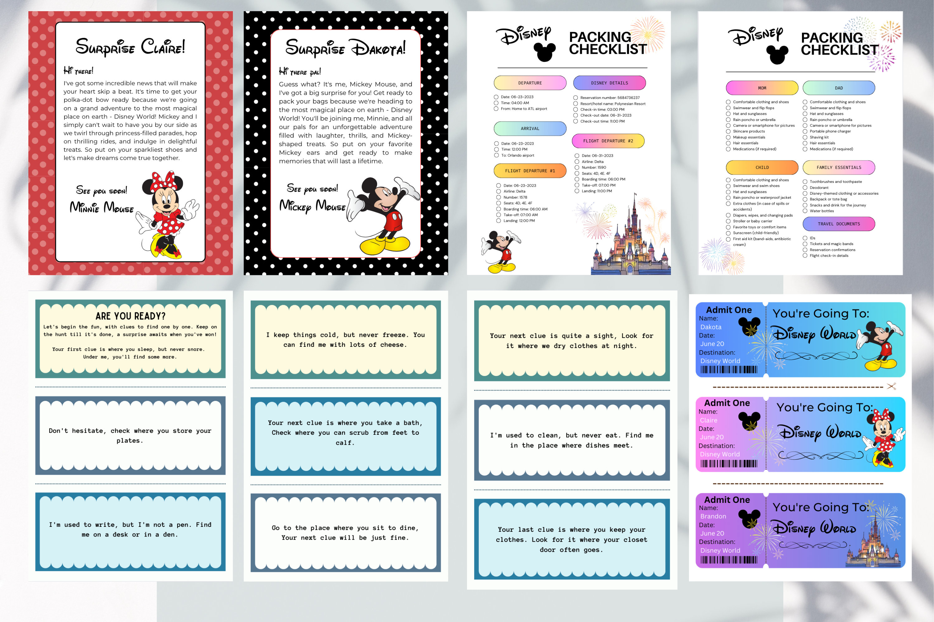 Ultimate Mickey Minnie Package, Personalized Letters, Scavenger Hunt ...