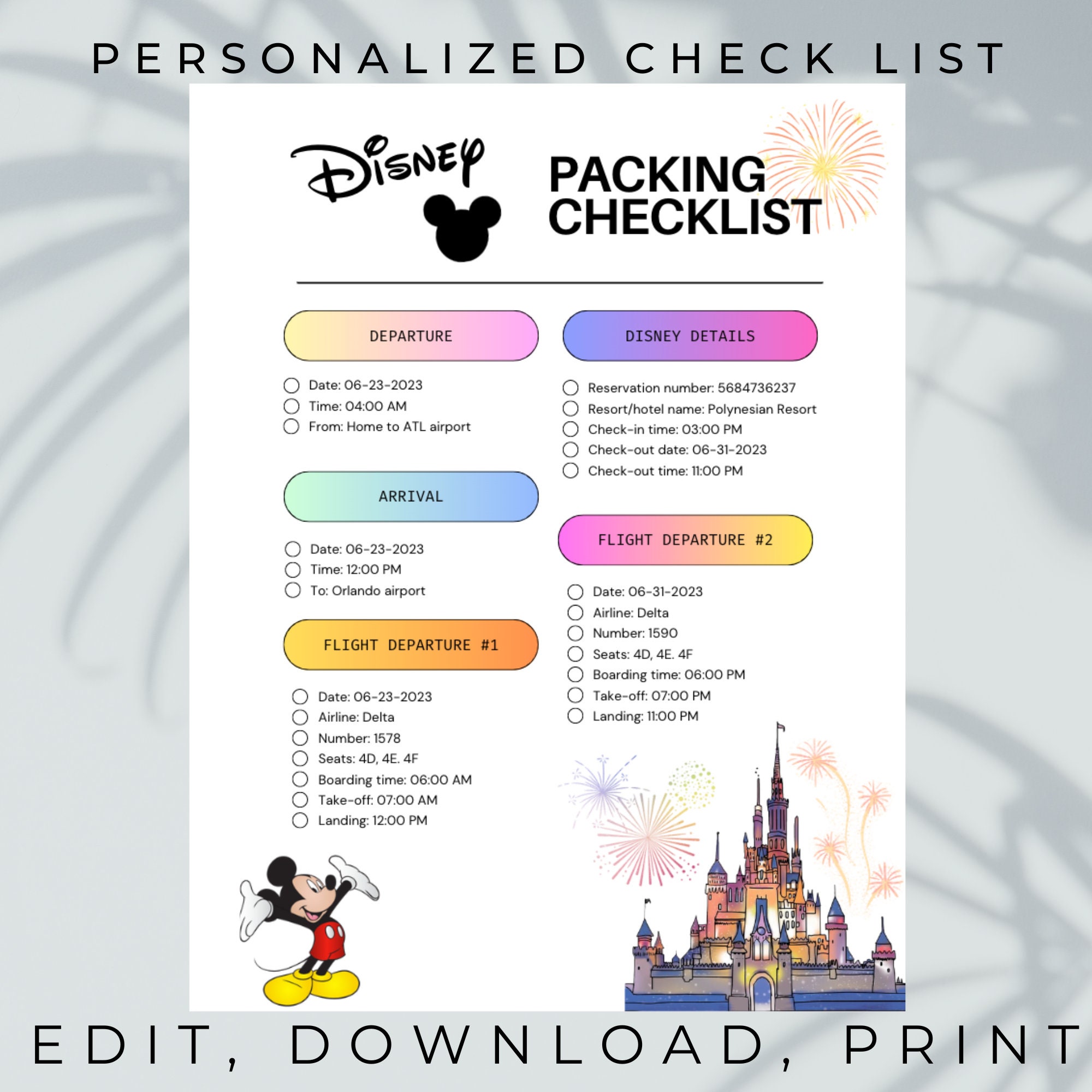 Detailed Packing Checklist Template, Family Trip, Family Travel ...