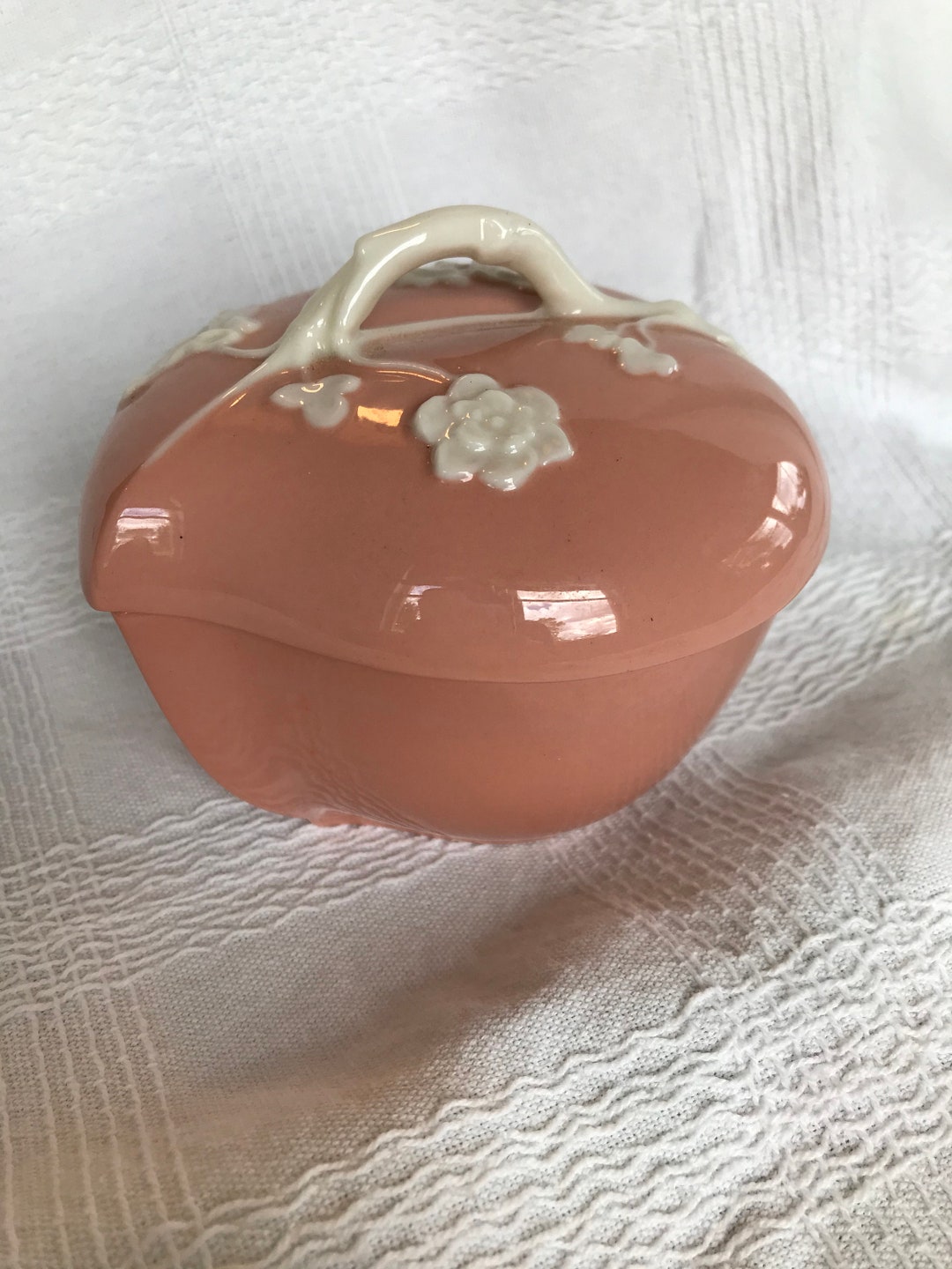 Vintage Pink and White Lenox Dish With Lid - Etsy