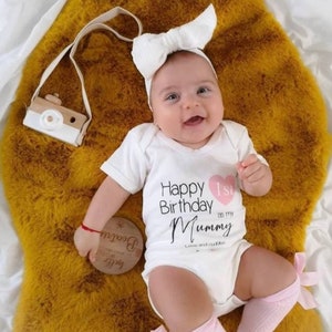 Happy 1st Birthday as My MUMMY PINK Baby Girl Outfit first Birthday 1st ...