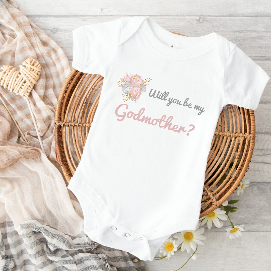 Will You Be My Godmother Proposal Baby Announcement Vest christening Vest God Mother Friend ...