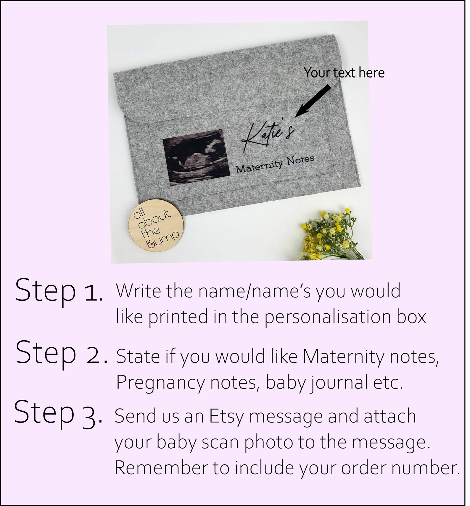 Digitally Printed Personalised Pregnancy Maternity Notes | Etsy