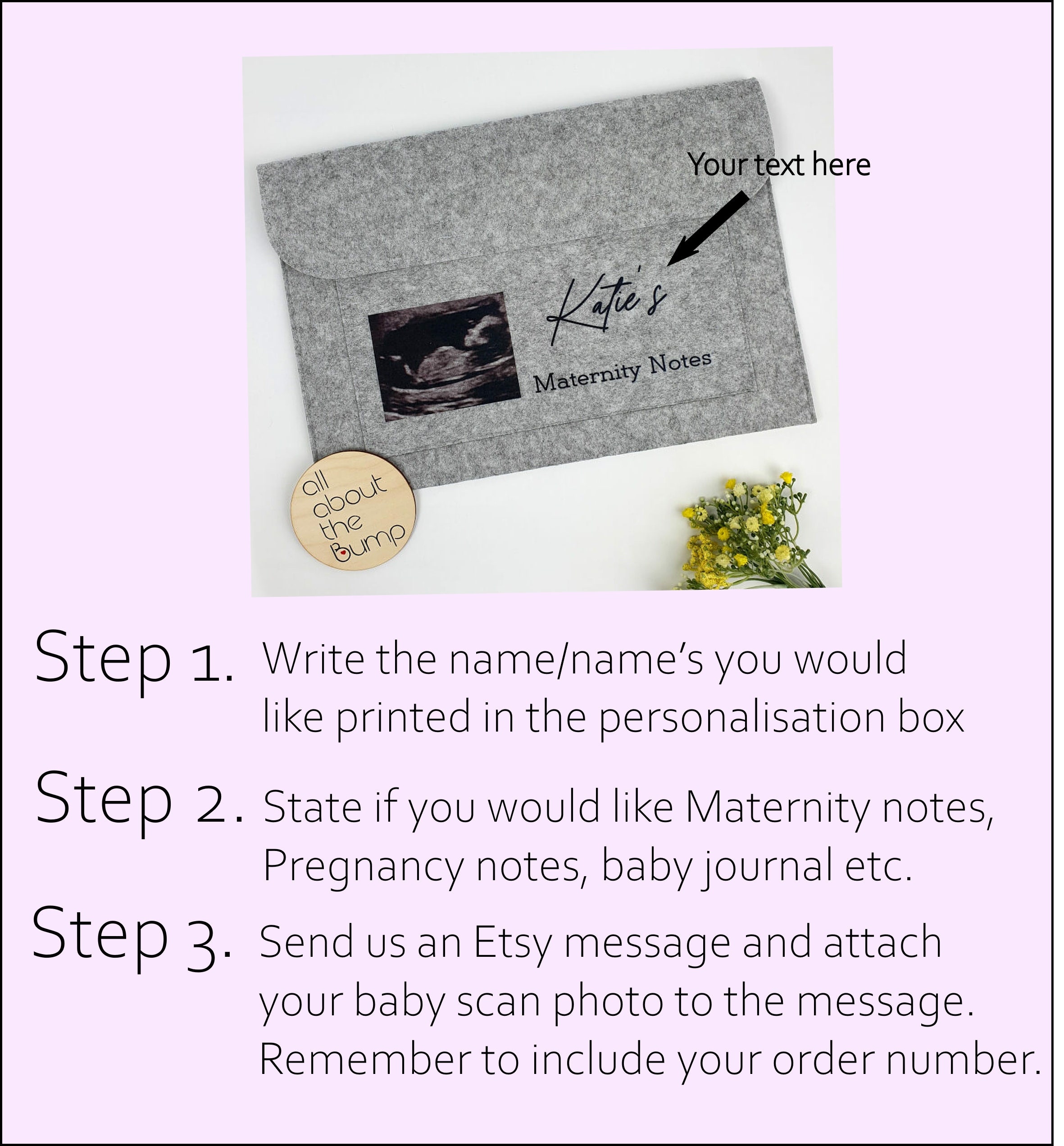 Digitally Printed Personalised Pregnancy Maternity Notes | Etsy