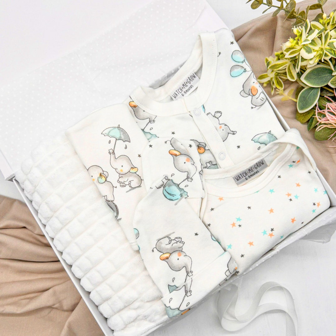 New Baby Luxury Blue Elephant Baby Gift Hamper Boy Personalised Gift ...