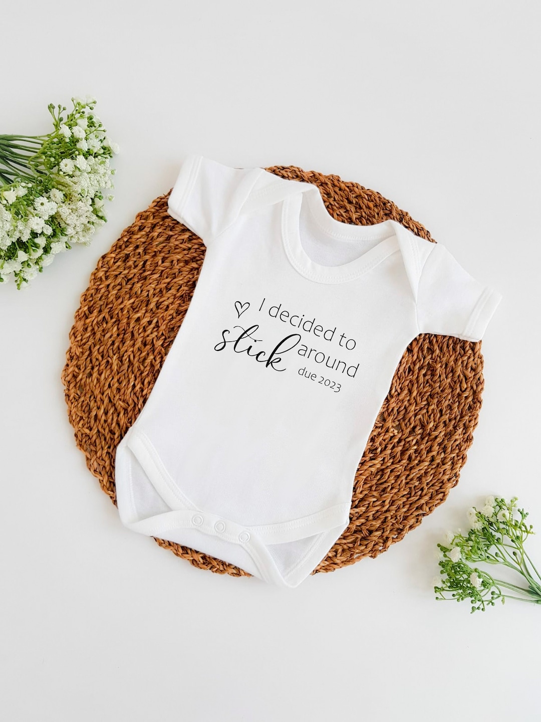 Personalised Stick Around IVF Baby Vest Pregnancy Reveal Baby ...