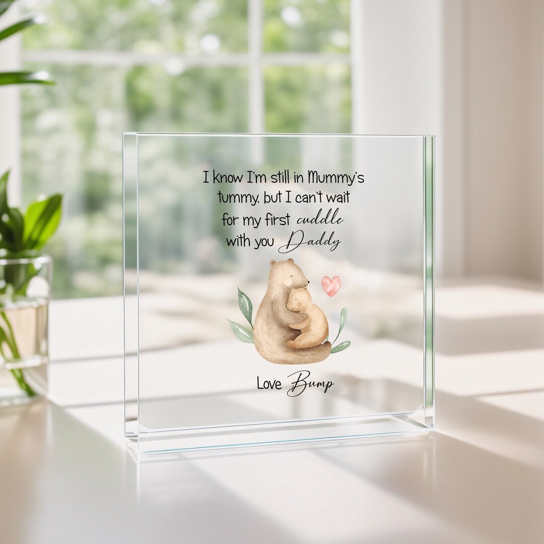 Personalised Daddy Cuddle From Bump Acrylic Block First Father's Day ...