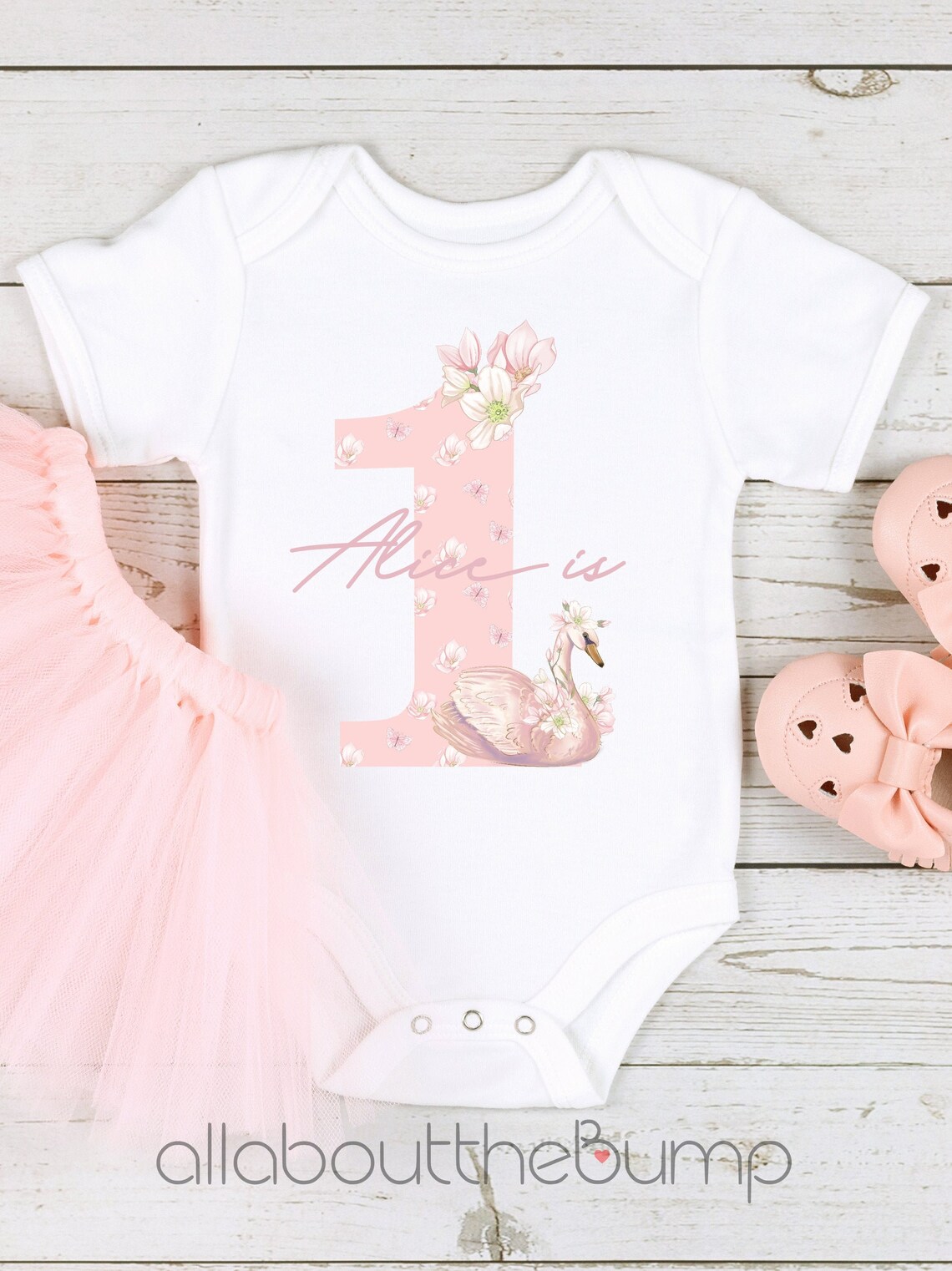Personalised Pink Swan 1st Birthday Number Outfit I Am One - Etsy