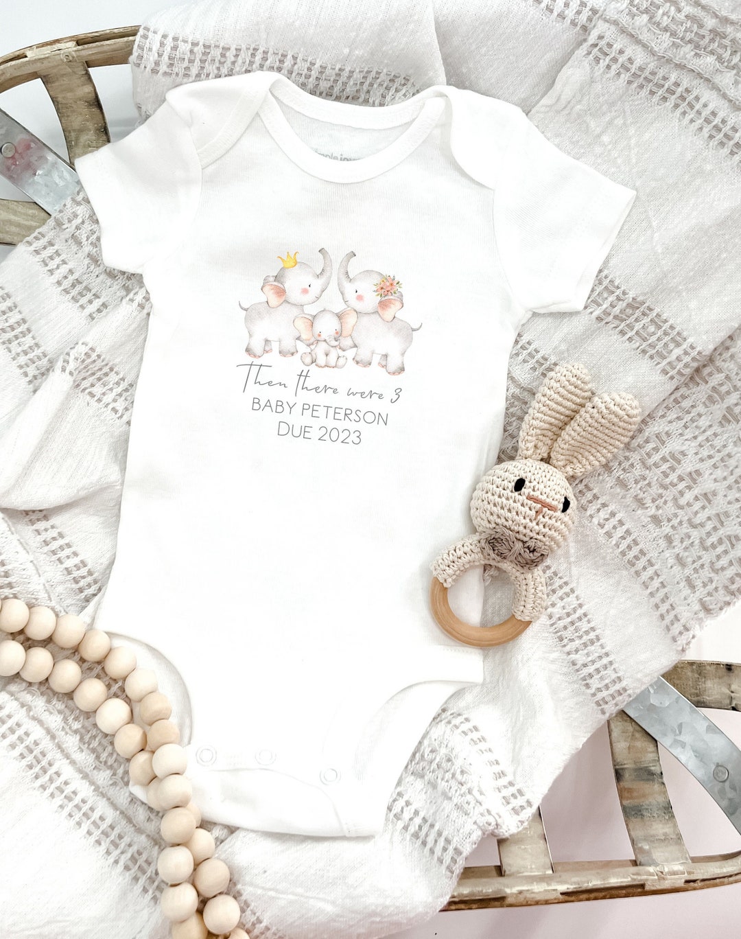 Personalised and Then There Were Three Baby Announcement Vest Pregnancy ...