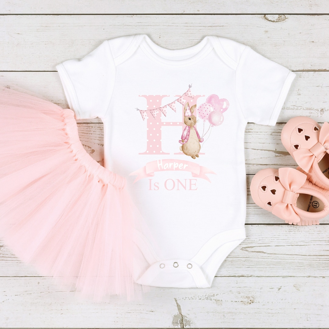 Personalised Pink Spotty Rabbit 1st Birthday Number Outfit Any Age baby ...