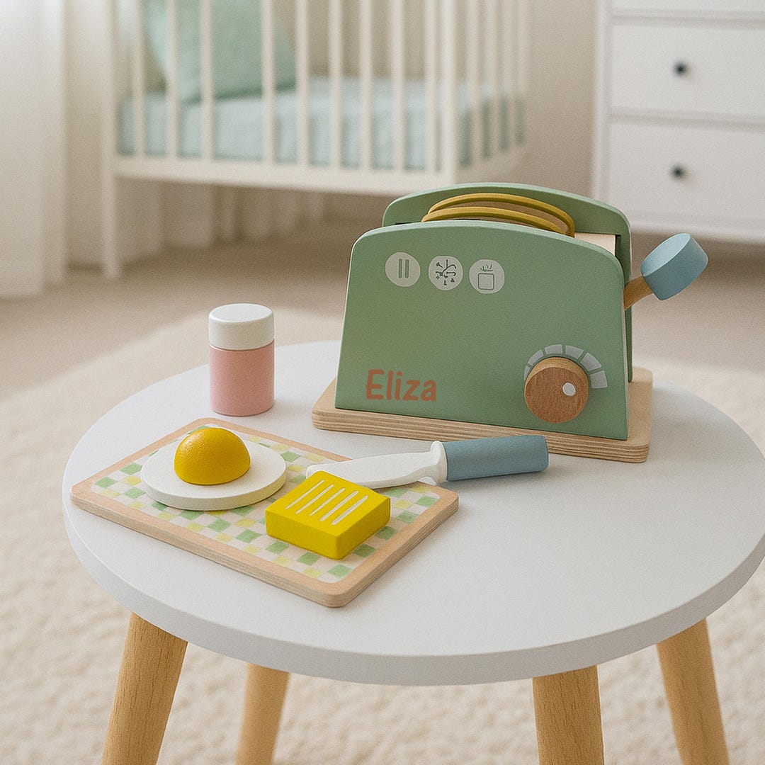 Baby Wooden Toaster Food Set | Laser Engraved Customised Personalised ...