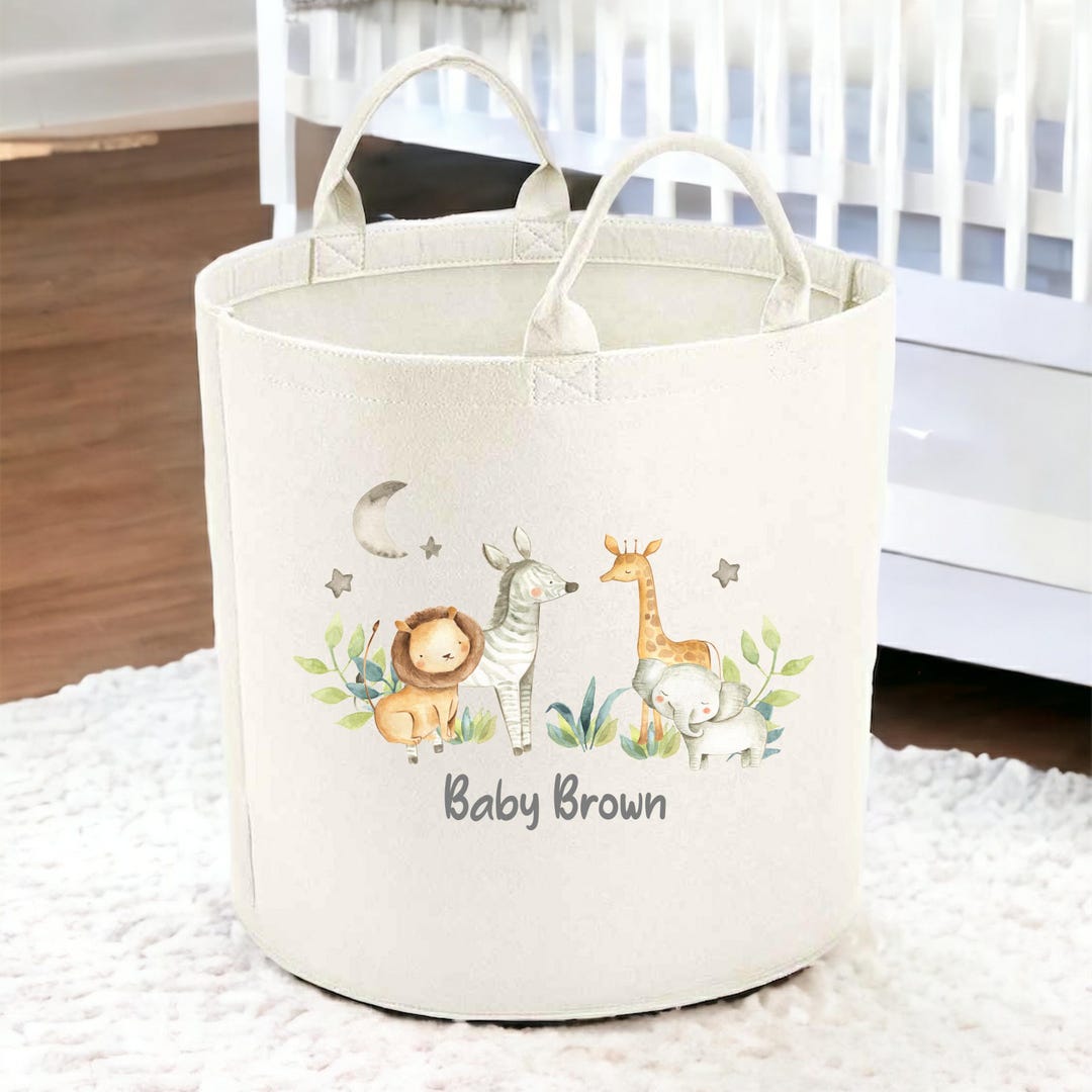 Personalised Jungle Toy Tub Toy Box Baby Gift Baby Shower Present ...
