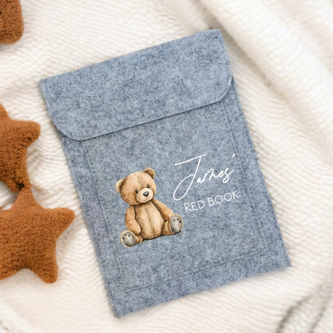 Personalised Teddy Bear Unisex Red Book Folder Notes Folder Pregnancy ...