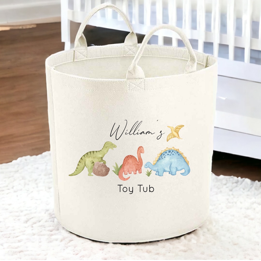 Dinosaurs Toy Tub Laundry Basket Toy Box | Personalised Baby Gift ...