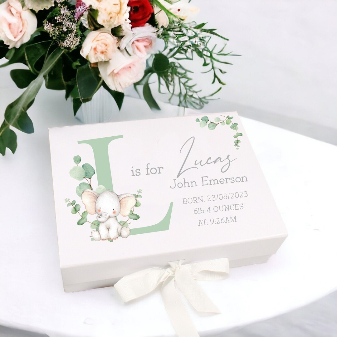 Personalised Jungle Initial Baby New Baby Gift Box Baby Shower Gift L ...
