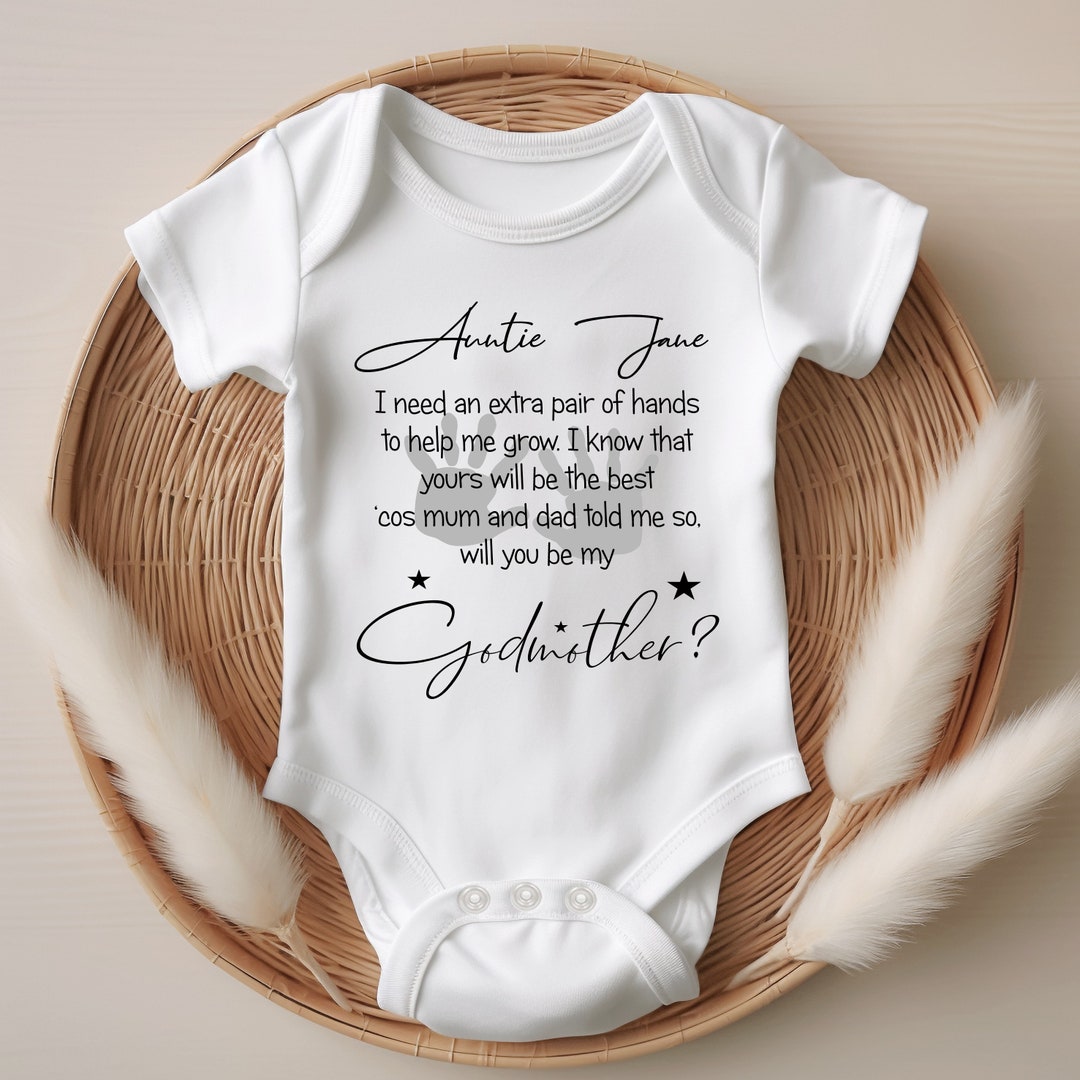 Personalised Will You Be My Godmother Godfather Proposal Baby Announcement Vest christening Gift ...