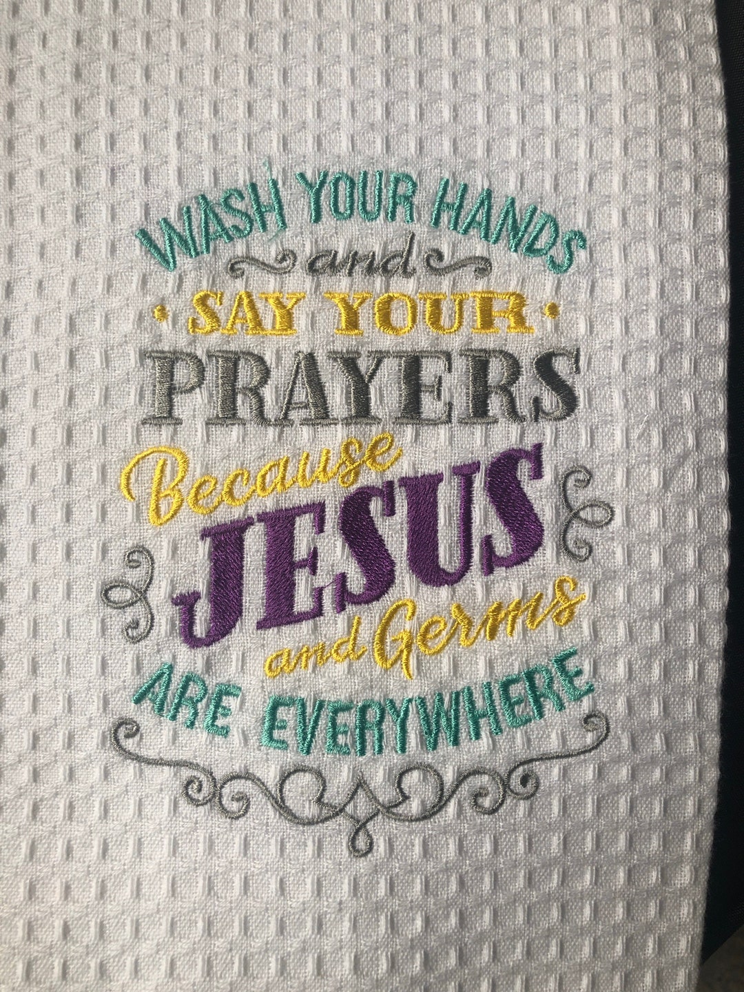 Hand Washing and Jesus Tea Towel Embroidered Kitchen or Bath - Etsy