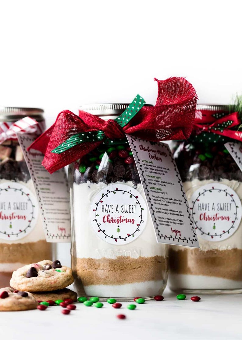 Printable Christmas Cookie-in-a-jar Tags | M&M Cookies and Chocolate ...