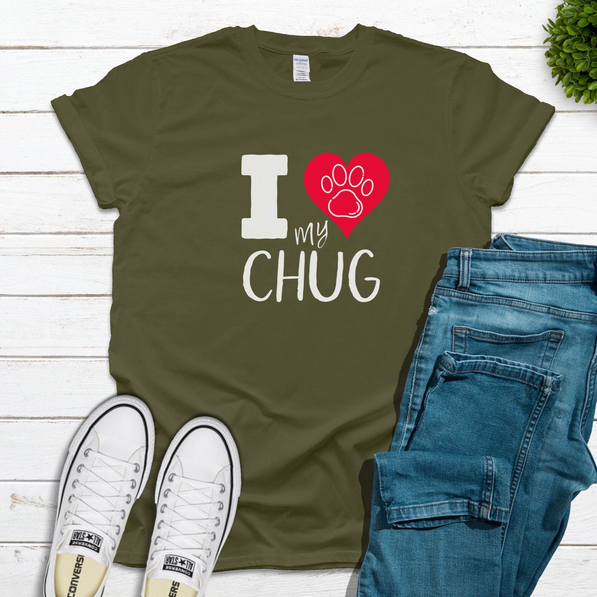 I Love My Chug Tee Dog Mom TShirt Dog Dad T-Shirt Chug | Etsy