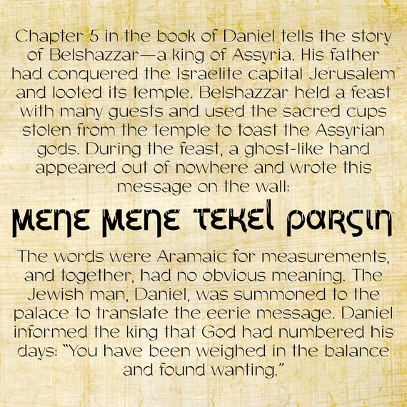 Mene Mene Tekel Upharsin Hebrew