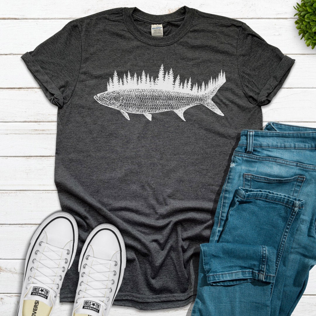 Mens Fish T Shirts, Tree Fish, Fish and Forest Tee, Fishing Shirt for ...