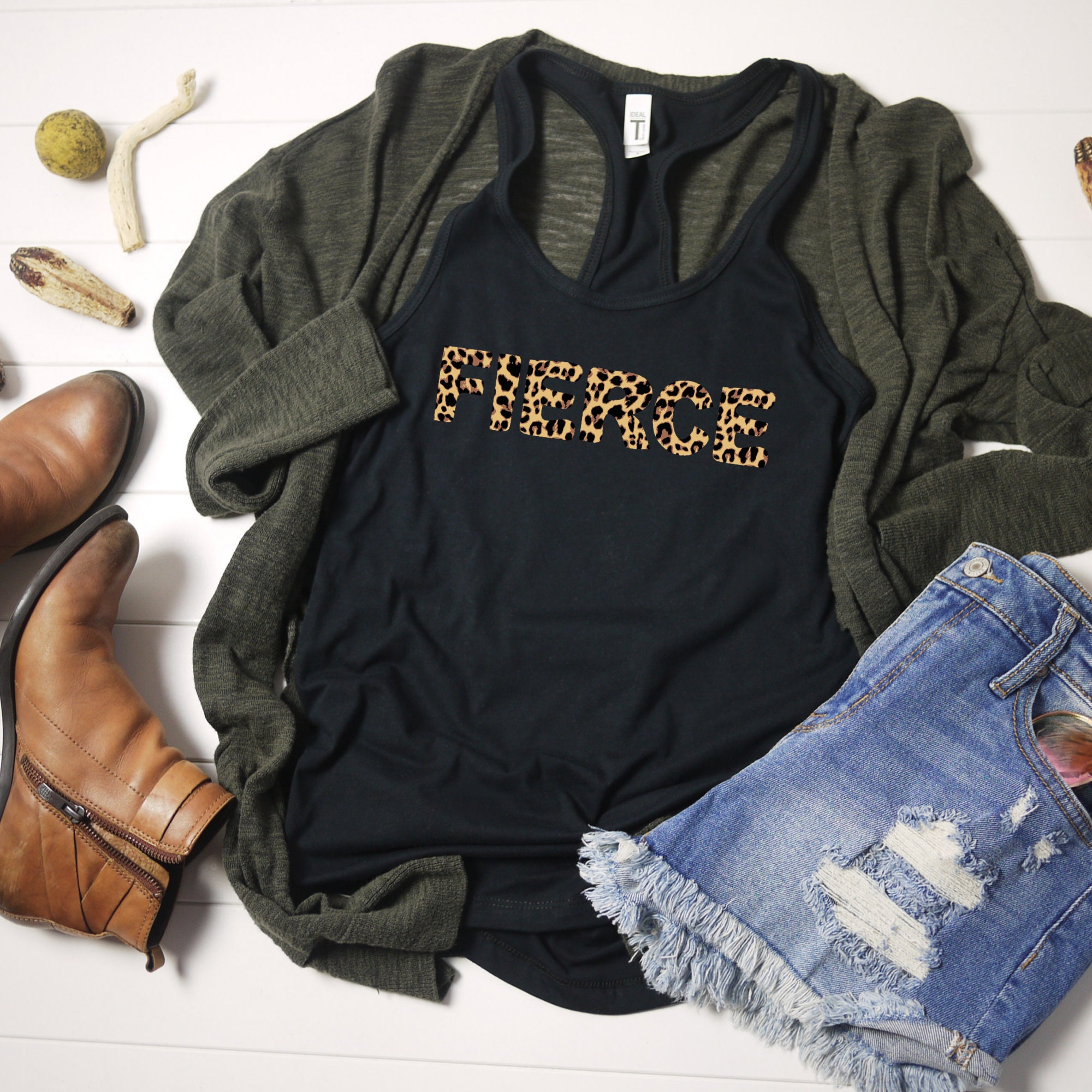 Fierce Cheetah Print Tank for Women Fierce Woman Racerback - Etsy