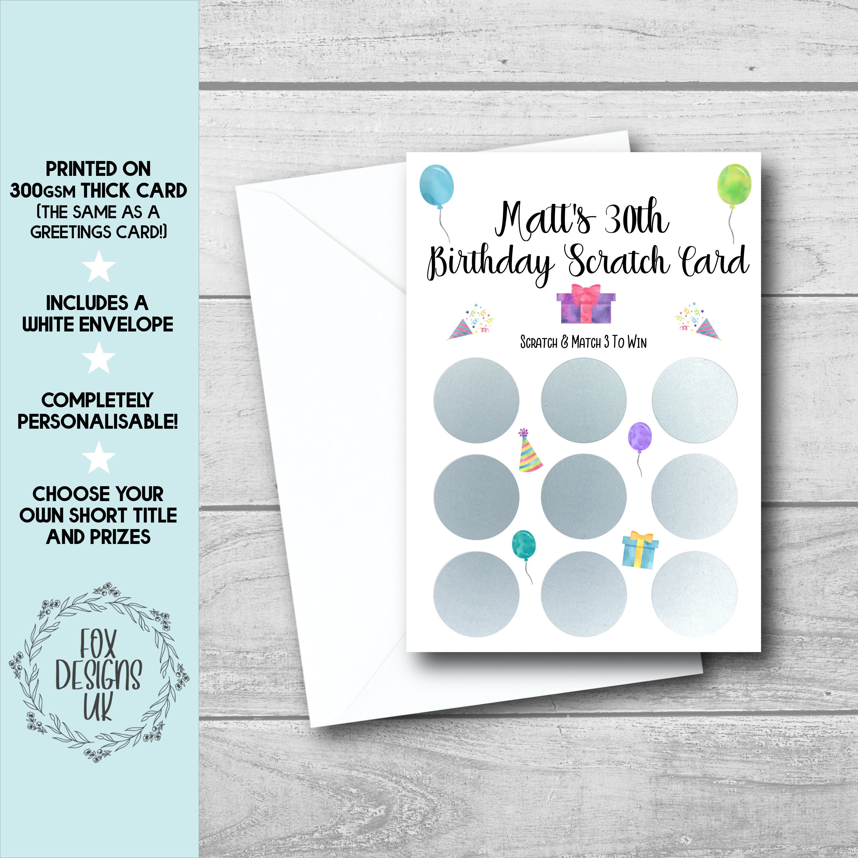 Personalised Birthday Create Your Own Scratch Card With | Etsy