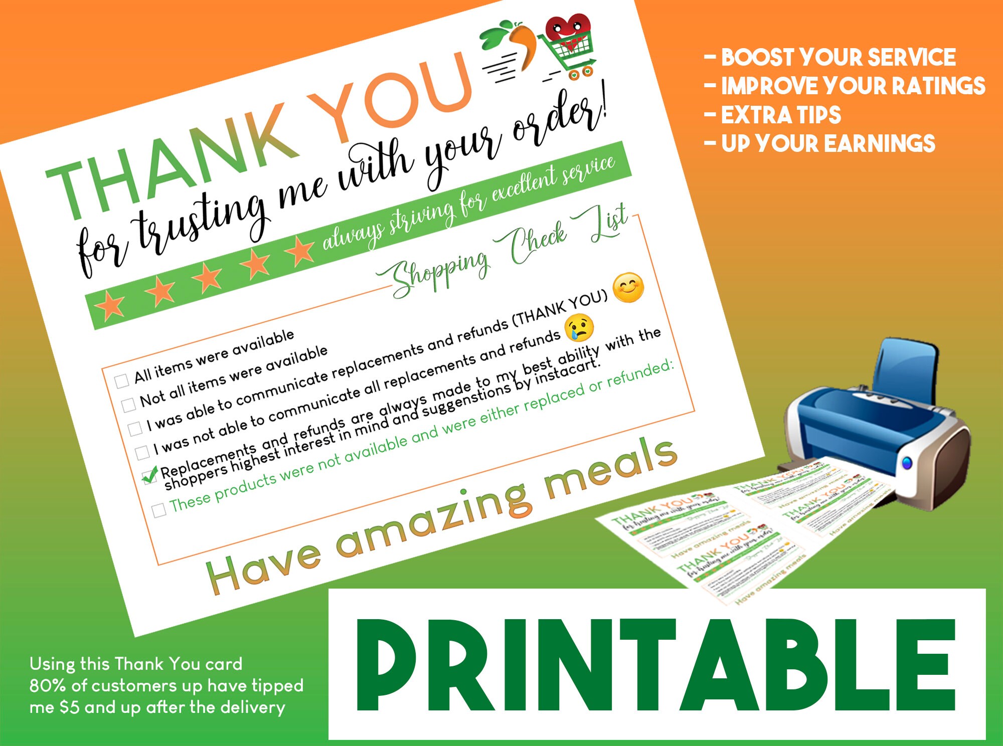 SHOPPER Thank You Card - Printable Digital Download - COMMUNICATION ...