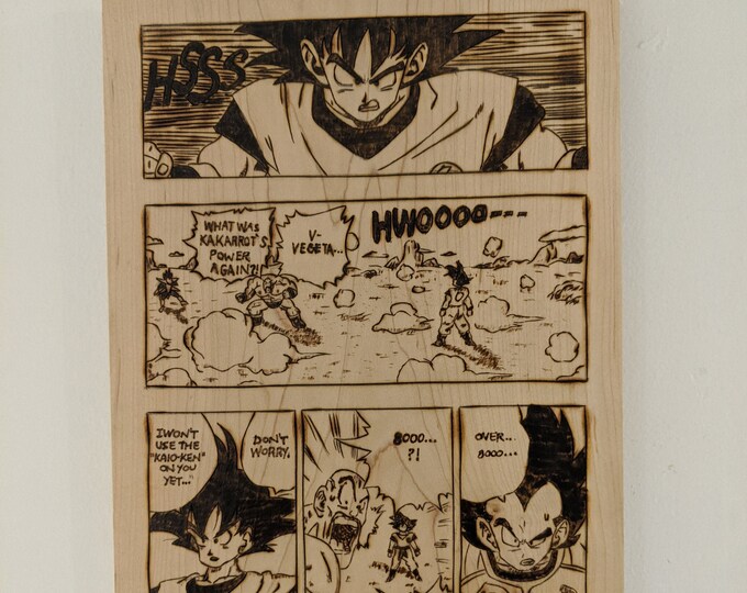 Dragon Ball Z Pyrography Manga Panel on Wood With Goku, Nappa and ...