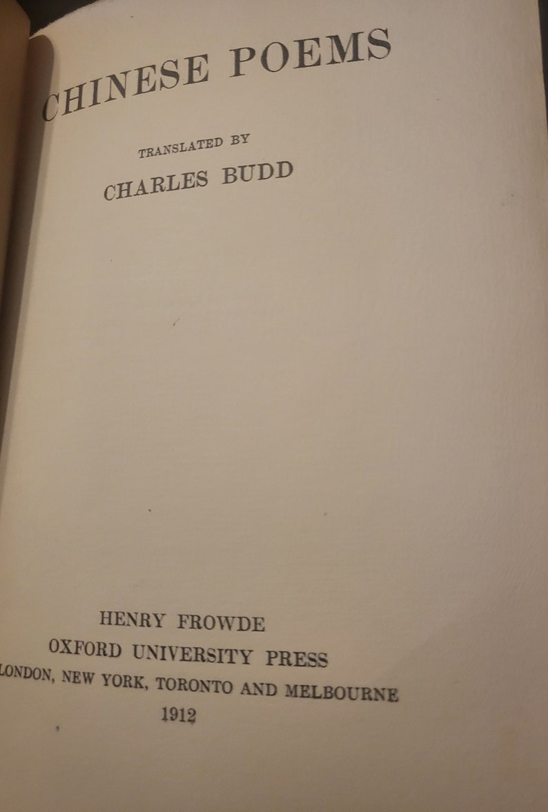 Chinese Poems Translated by Charles Budd First Edition 1912 - Etsy