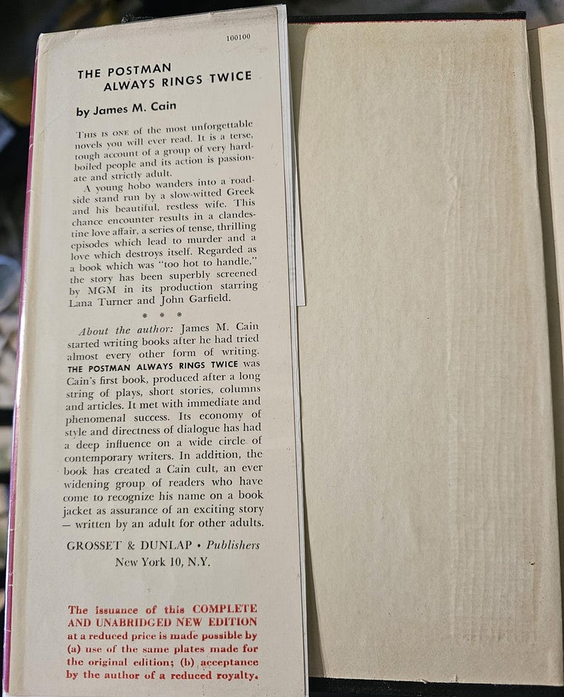 The Postman Always Rings Twice by James M. Cain Early Edition 1934 - Etsy