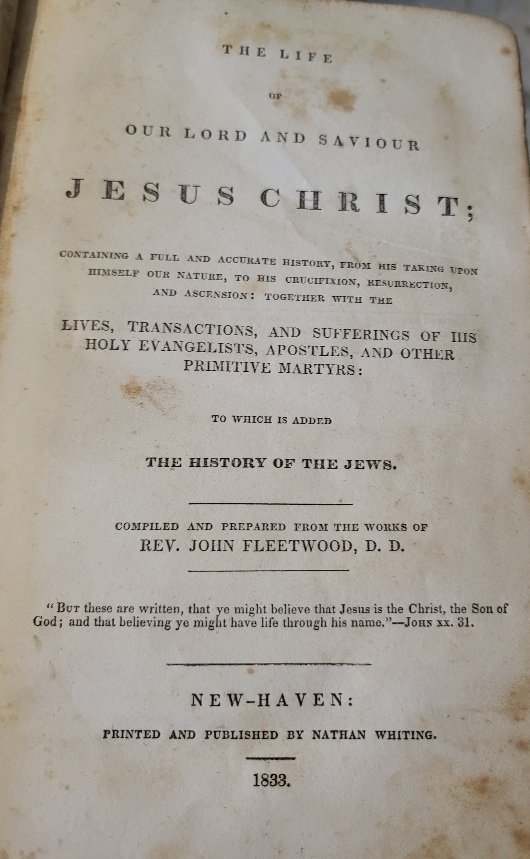 The Life of Our Lord and Saviour Jesus Christ by John Fleetwood - Etsy