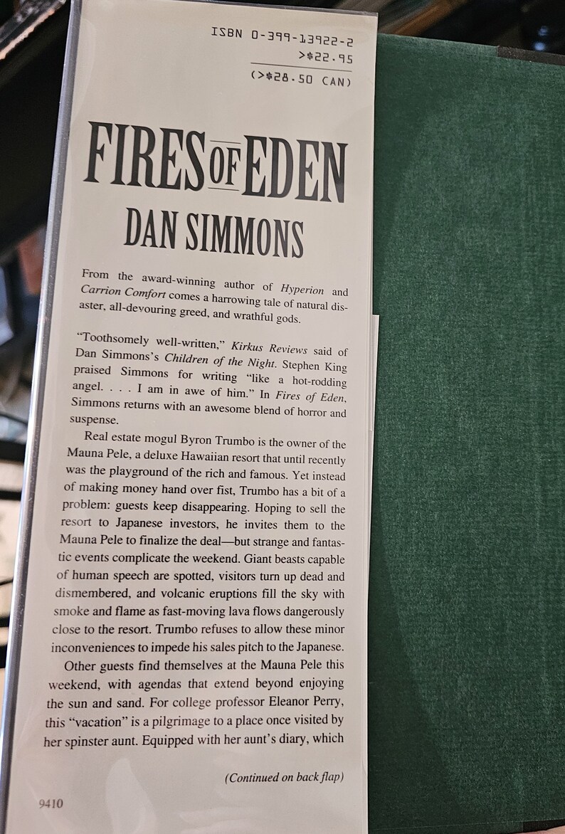 Fires of Eden by Dan Simmons Signed First Edition First Printing - Etsy