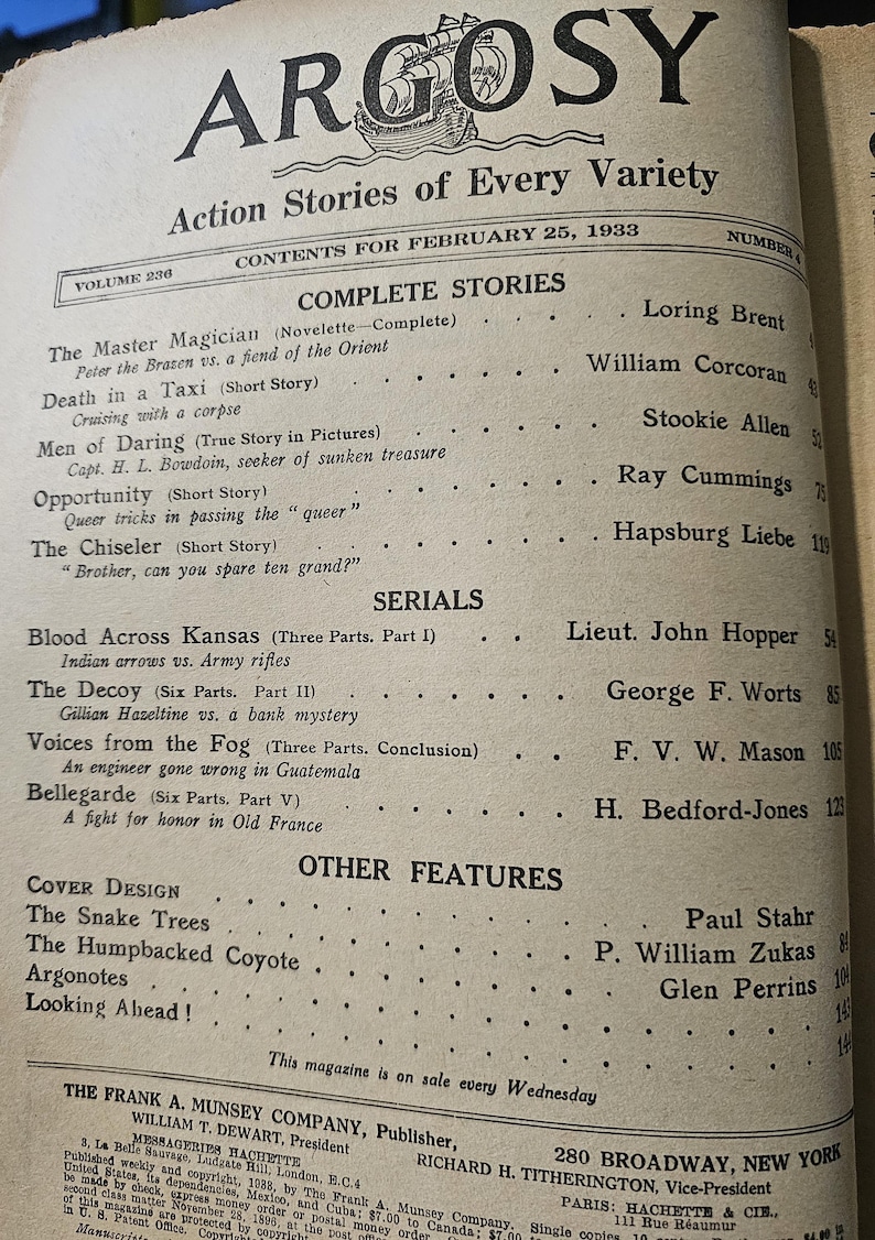 Argosy February 25, 1933 Vintage Pulp Magazine - Etsy
