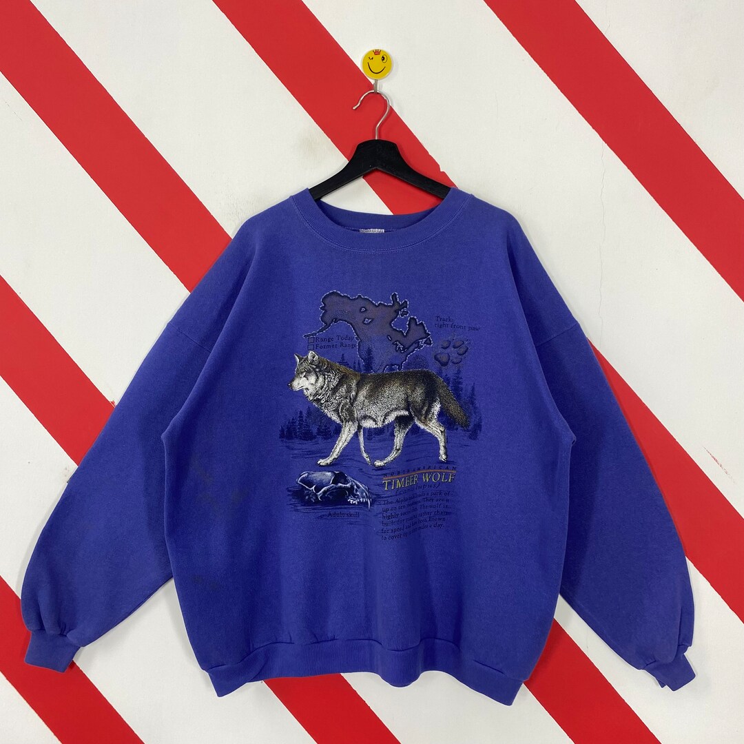 Vintage 90s Timber Wolf Sweatshirt Wolf Crewneck Alaska National Park ...
