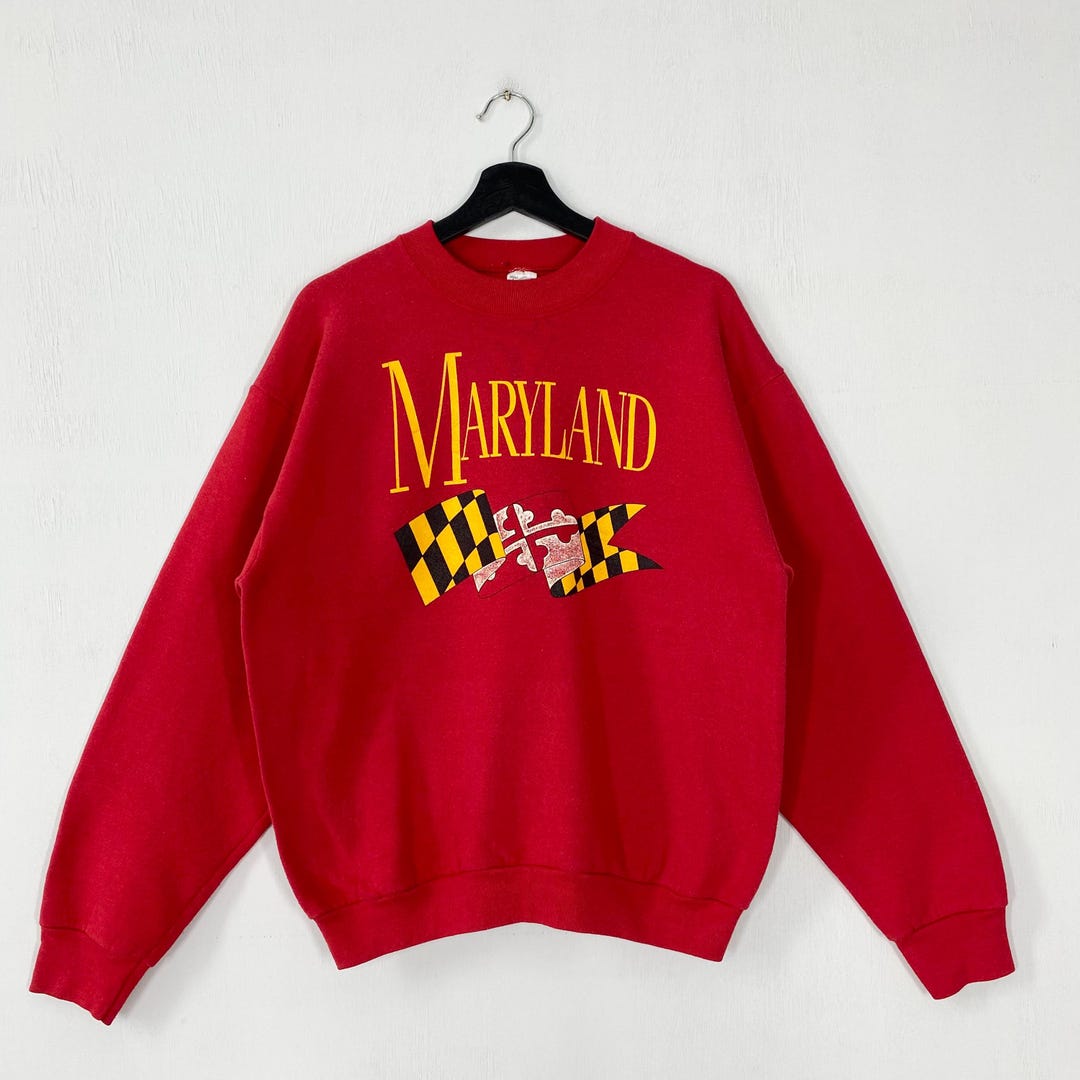 Vintage 90s University Maryland Sweatshirt Crewneck Pullover Maryland ...