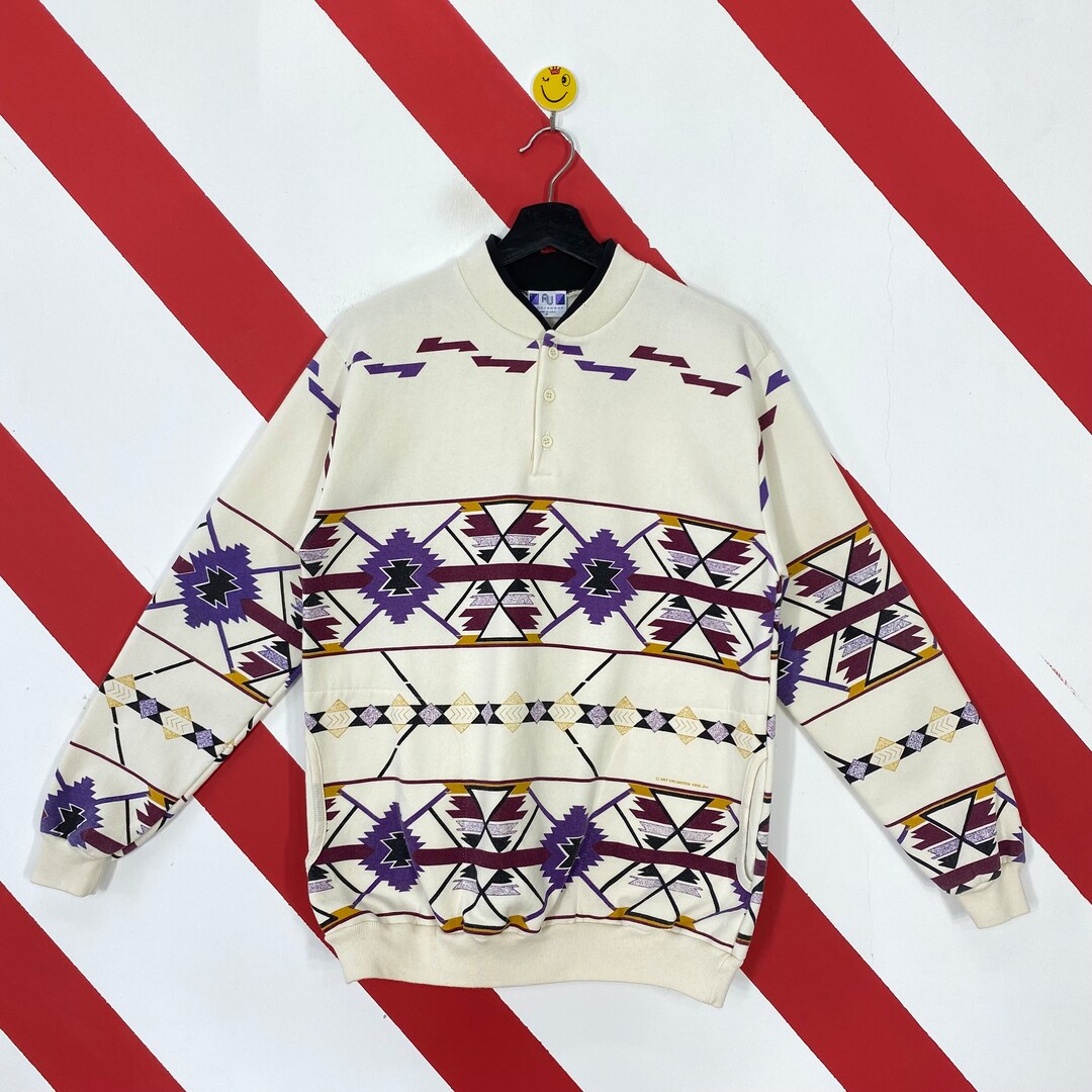 Vintage 90s Navajo Sweatshirt Navajo Crewneck Navajo Sweater Pullover ...