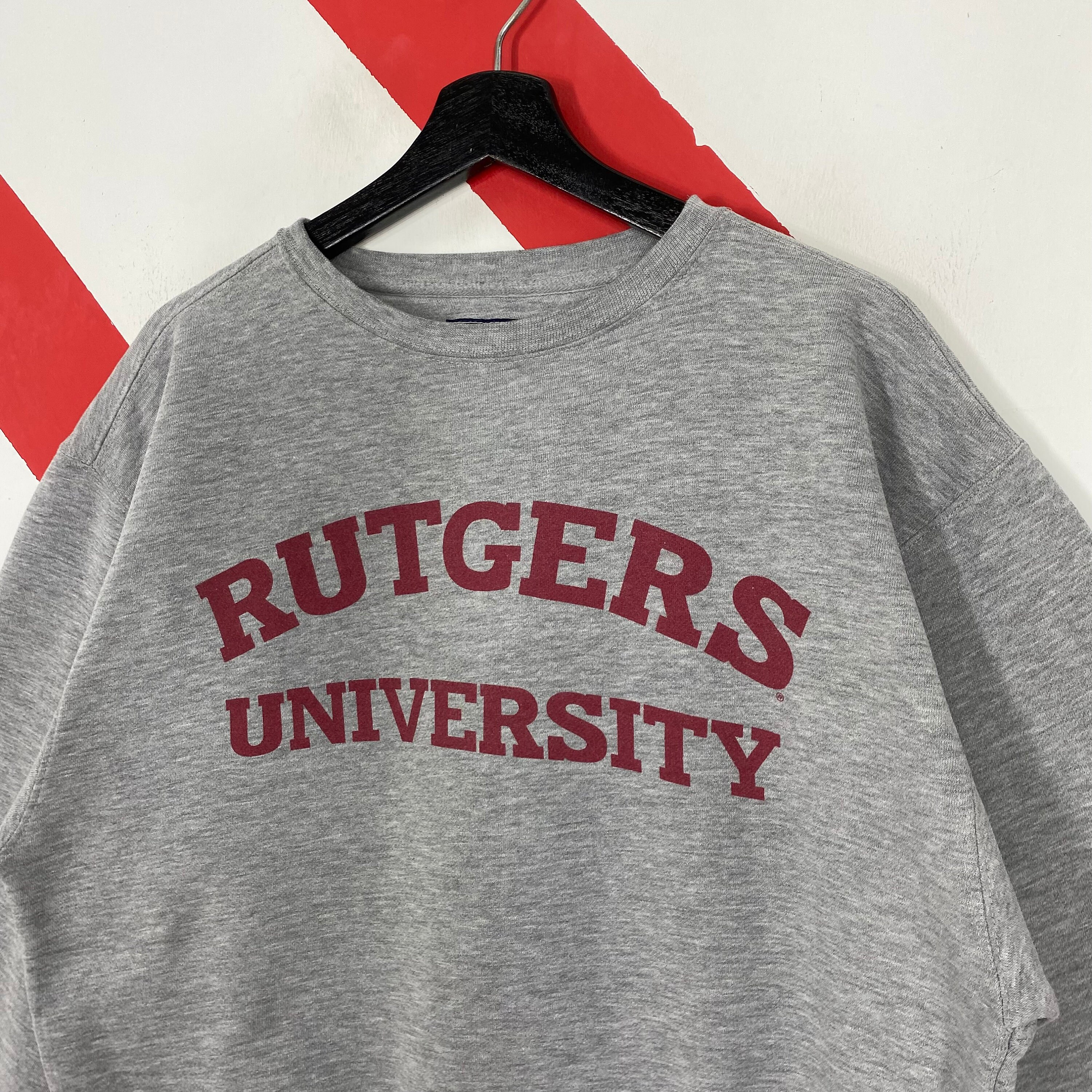 Vintage Rutgers Universitat Sweatshirt Rutgers Crewneck Rutgers FuBball Pullover Pullover Rutgers Scarlet Knights Druck Grau S Etsy