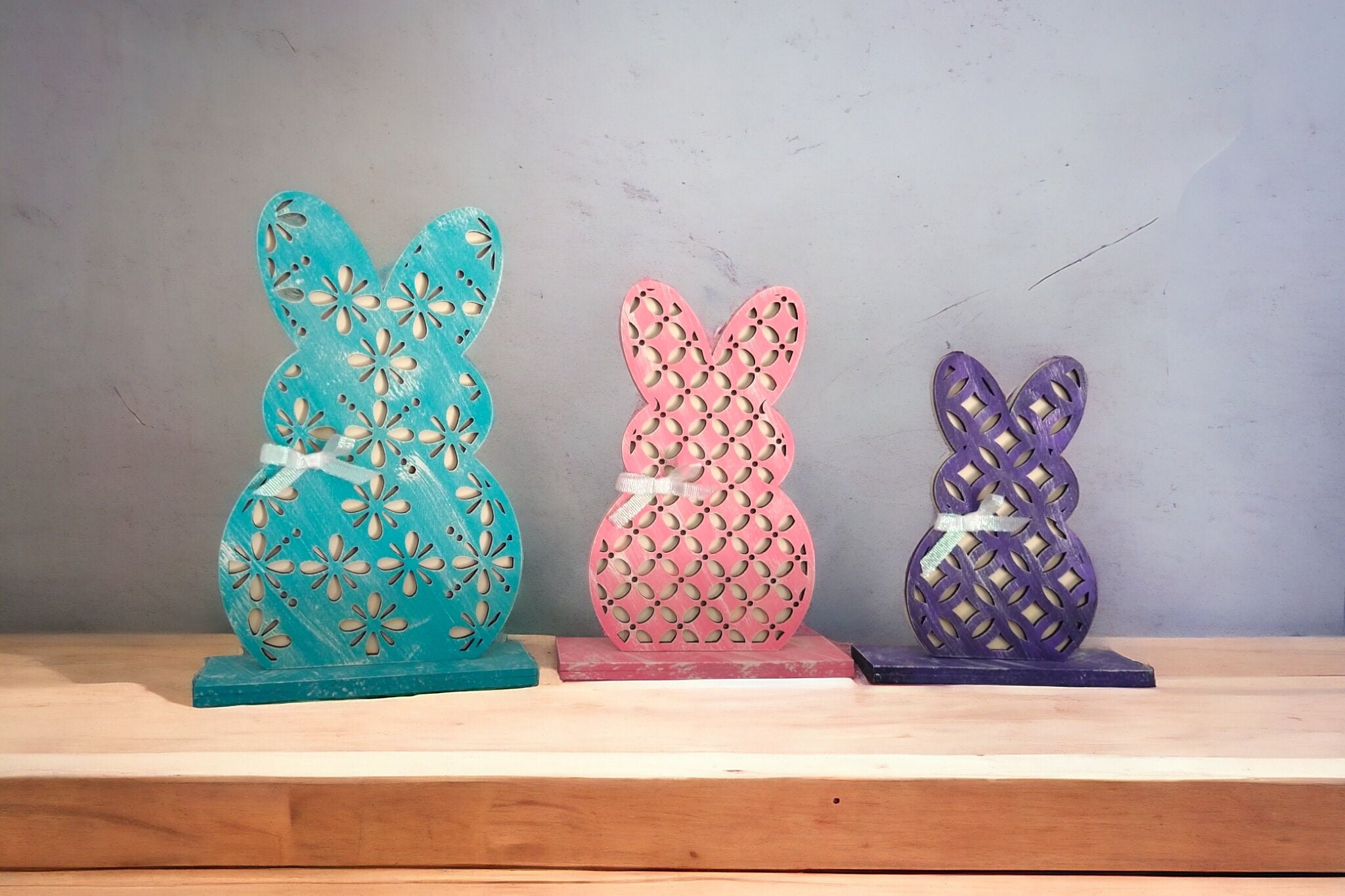Easter Bunny Shelf Sitters, Easter Decor for Mantel, Hand Painted ...