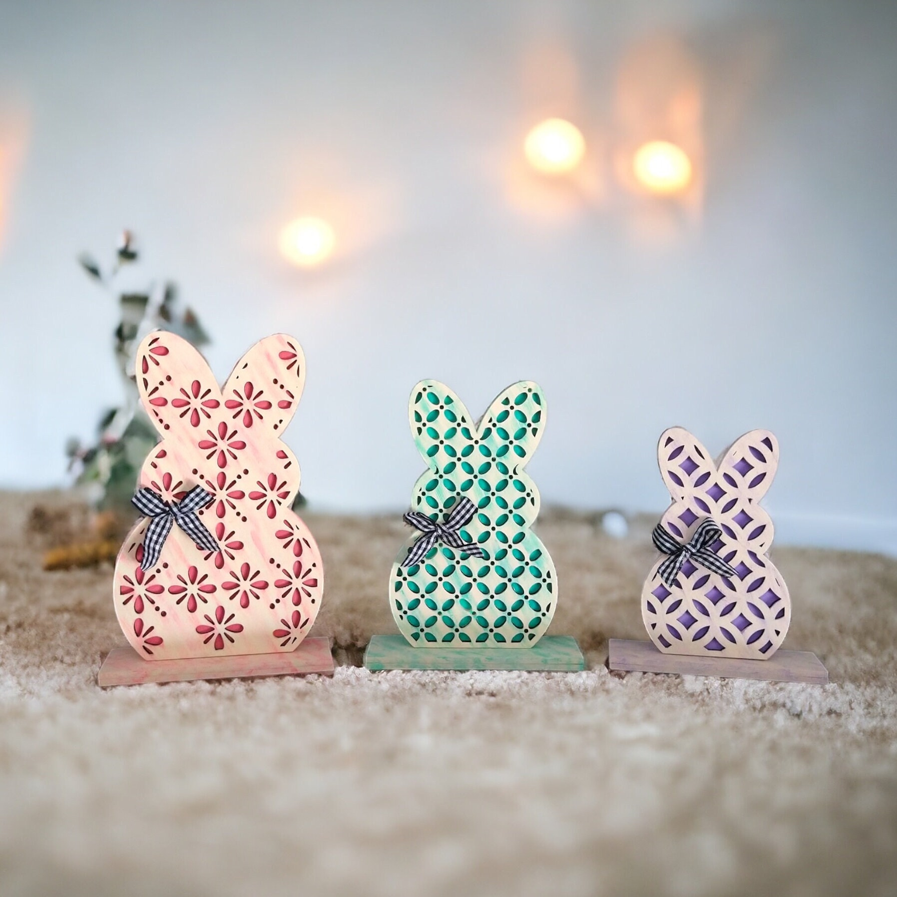 Easter Bunny Shelf Sitters, Easter Decor for Mantel, Hand Painted ...