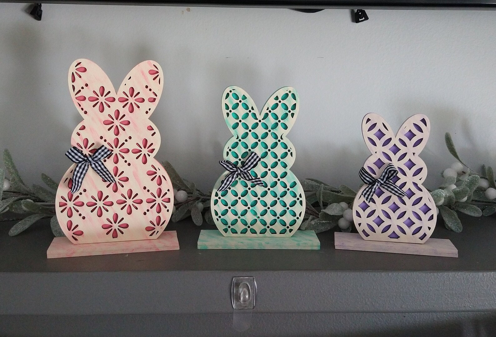Easter Bunny Shelf Sitters, Easter Decor for Mantel, Hand Painted ...