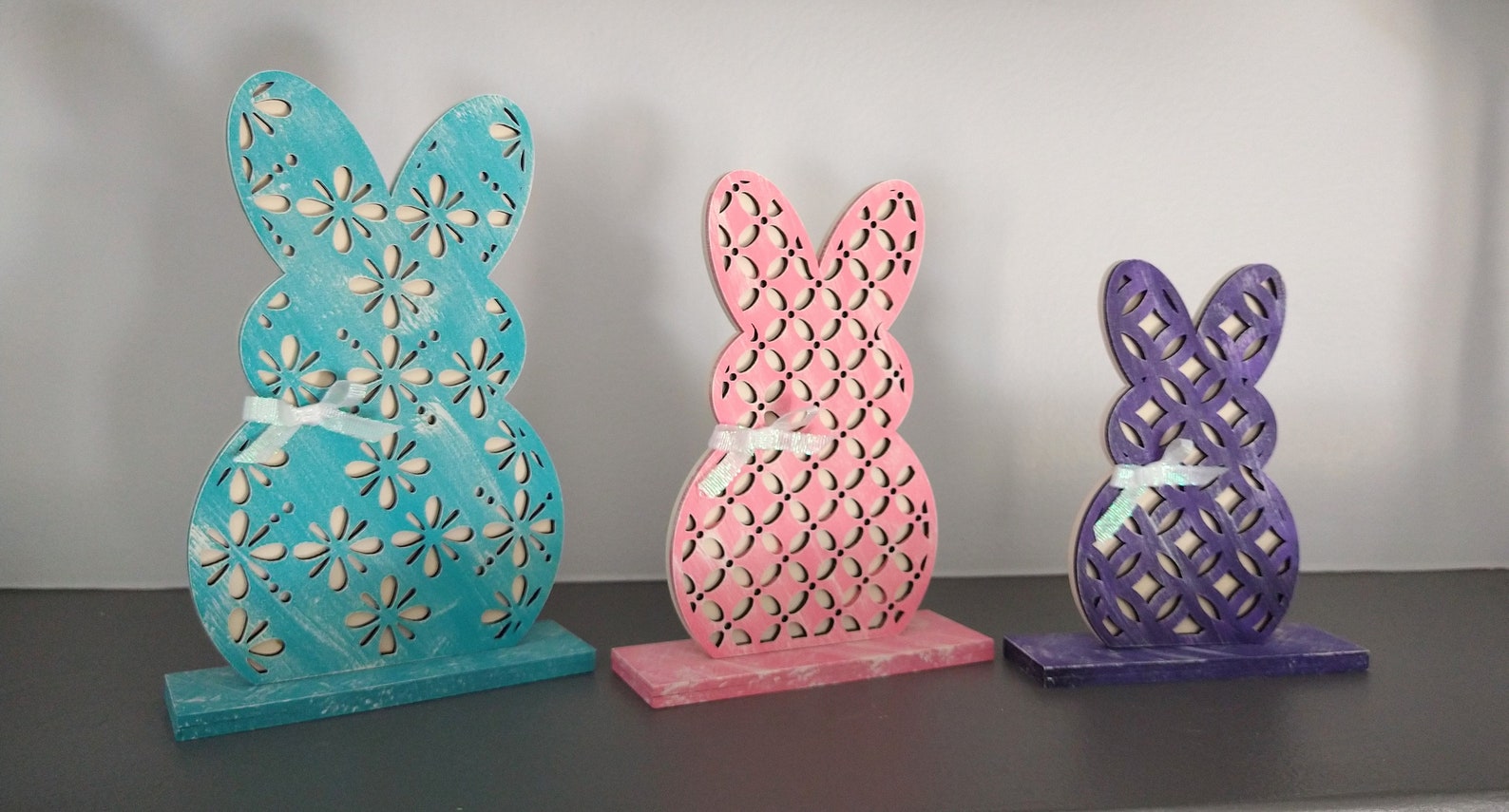 Easter Bunny Shelf Sitters, Easter Decor for Mantel, Hand Painted ...