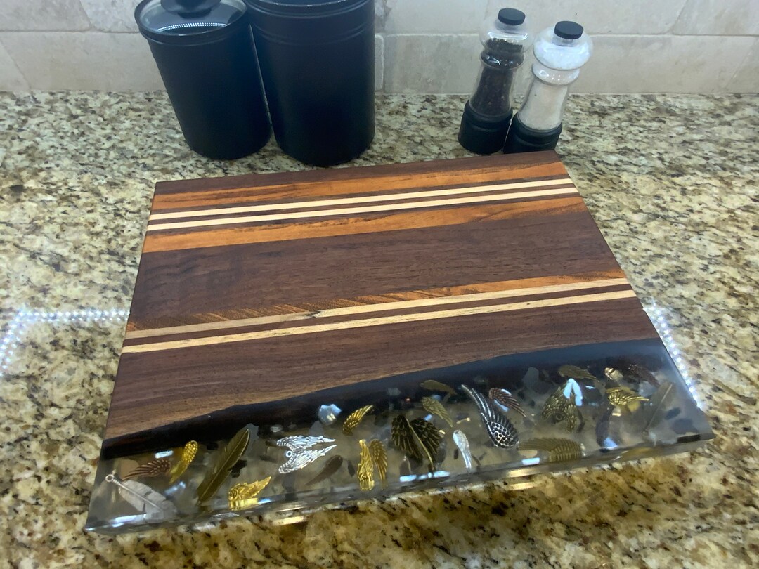 ANGEL WINGS - 16x12 - Hand Crafted, Hardwood and Clear Epoxy With Angel ...