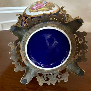 Pair of Cobalt Blue Sevres Style Urns 25” Tall With Brass Rams Head ...