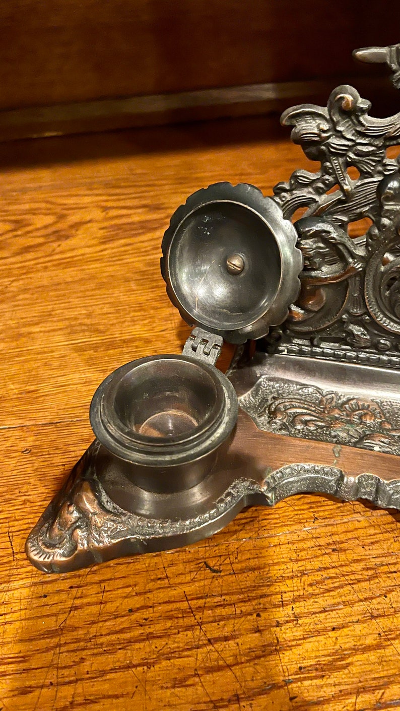 Vintage Ornate Desk Inkwell Letter Rack; Desk Top Decor - Etsy
