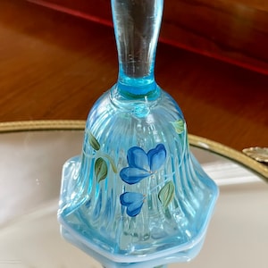 Hand Painted Fenton Glass Mini Hand Bell; Hand Painted Glass Fenton ...