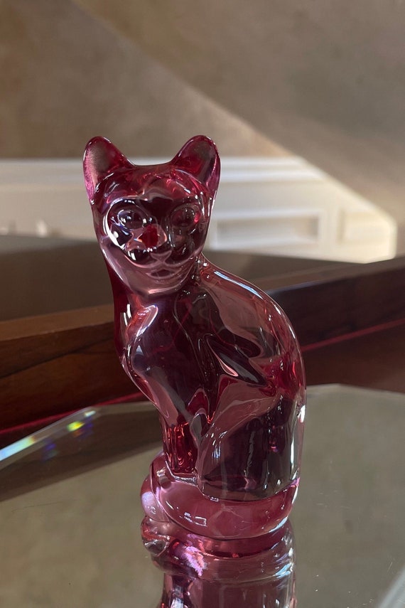 Fenton Glass Cat Fenton Glass Cobalt Blue Hearts Cat Figurine